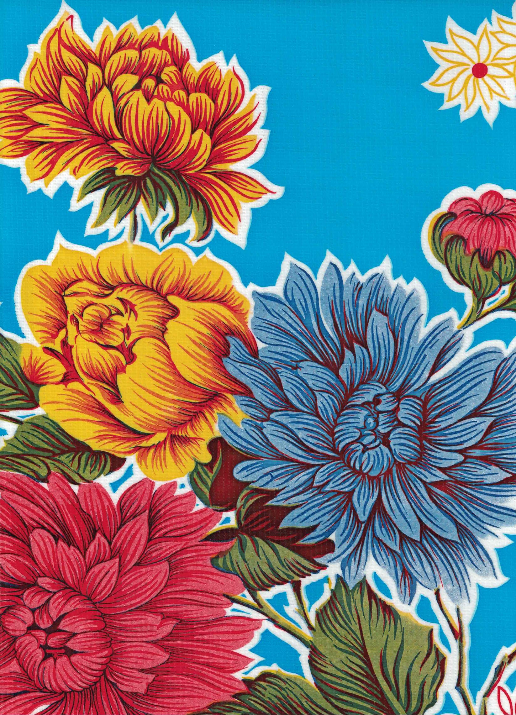 Light Blue Mums Oilcloth Fabric – Oilcloth Alley