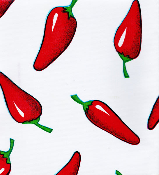Red Chili Pepper on White Oilcloth Fabric – Oilcloth Alley